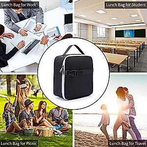 Insulated Lunch Bag for Women Men Work Lunch Pail Cooler, Reusable Thermal Soft Leakproof Lunch Box for Adult Office Lunch Tote Bag Fit Travel Picnic (Black)