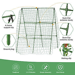 2 PCS Cucumber Trellis for Climbing Plants Outdoor, Garden Trellis for Raised Bed Garden,Vegetable Grow Supports with Climbing Net for Tomato Bean Squash, Grape Zucchini (2PCS)