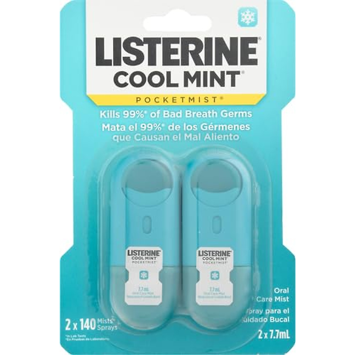 Listerine Pocketmist Cool Mint Oral Care Mist to Get Rid Of Bad Breath, 0.26 Fl Oz (Pack of 2)