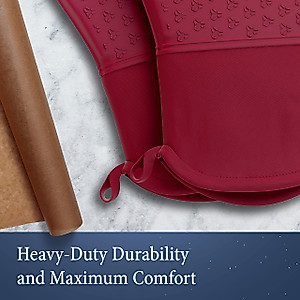 Cosy House Collection 4-Piece Oven Mitt & Pot Holder Set - 500°F Heat Resistant Trivet Cooking Gloves - Flexible, Durable & Comfortable Long-Lasting Silicone - Cooking, Baking & Grilling (Red)