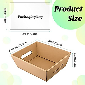 110 Pcs Large Empty Gift Basket DIY Basket for Gifts Empty Kit 30 Pcs 10 x 8.5 x 3.5 Inch Kraft Market Tray with Handle Fruit Cardboard Basket with 40 Bags 40 Gold Bows for Holiday Birthday Gift