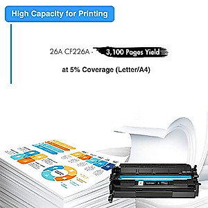 TRUE IMAGE Compatible Toner Cartridge 26A CF226A Replacement for HP 26A CF226A 26X CF226X M402n M426fdw Pro M402dn M402dw M402 402n MFP M426fdn M426dw M426 426fdw Toner Printer (Black, 4-Pack)