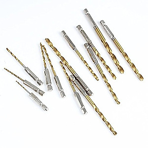 Driak 13pc Metric Hex Shank Quick Change Titanium Coated HHS Twist Drill Bits Set for Power Tools (1.5-6.5mm)