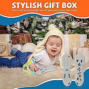 Teething Toys for Babies 6-12 Months-2 Pack Silicone TV Remote Control Shape Baby Hand Teethers for 12 to 18 Months -Infant Chew Toys with Anti-Drop Pacifier Clip-Safety Tested (Black & Grey)