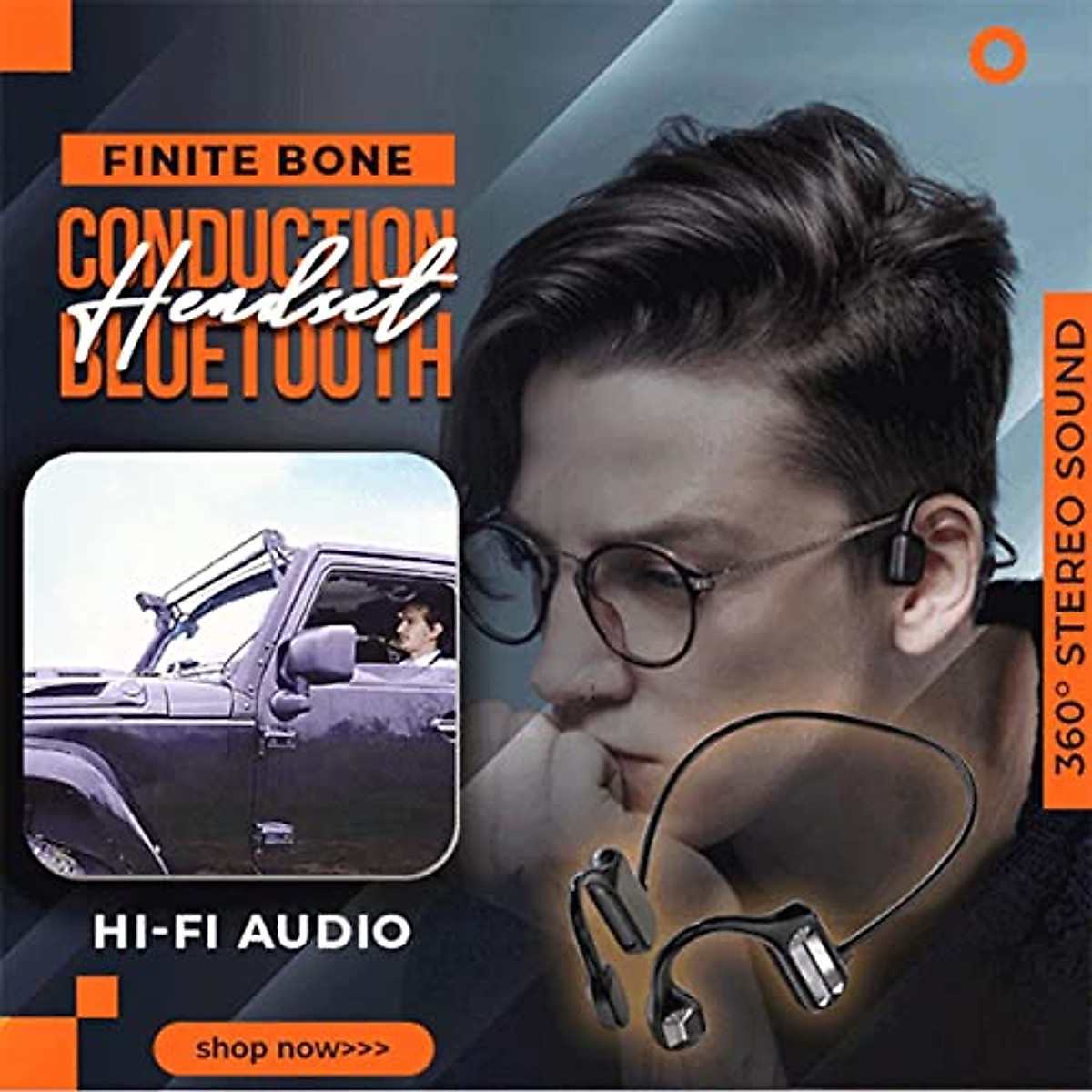 Wireless Bluetooth Headset, Hanging Ear Bluetooth Headset, Osteoconductive Headset, Sports Headset Business Headset, 360° Stereo Noise Reduction Ear Protection Waterproof Bluetooth Headset (Black)