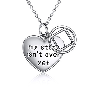 YAFEINI NA Gift Necklace Sterling Silver Narcotics Anonymous Recovery Symbol Necklace NA Sobriety Pendant Jewelry for Women Gift