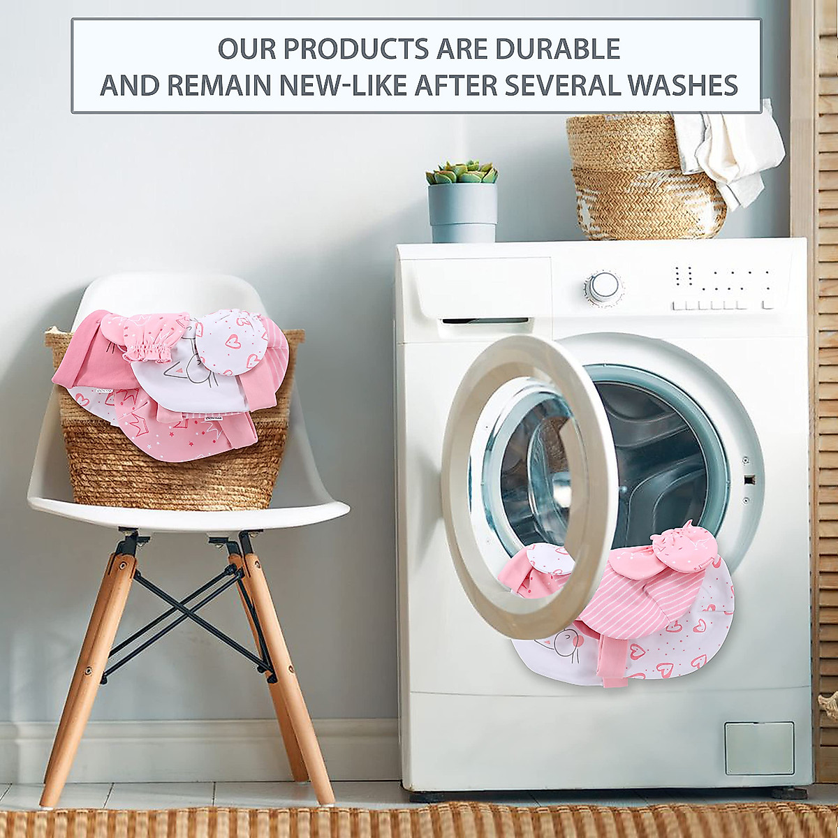 DOKMA Organic Cotton Baby Mittens and Caps Set - Mittens for Newborn 0-6 Months - Ultra Soft, No Scratch - 5 Caps x 3 Mittens