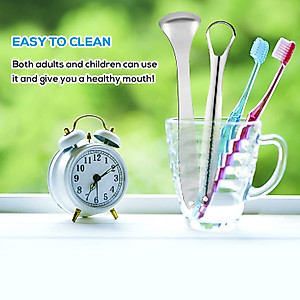6PCS Metal Tongue Scraper, Preminum Tongue Clearners for Adults & Kids, Medical Grade 100% Stainless Steel Tounge Brushes for Oral Healthy Care, Bad Breath Treatment, Easy to Use Tongue Cleaning Tools