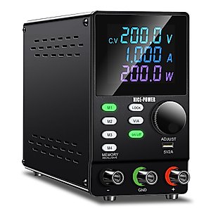 NICE-POWER DC Power Supply Variable, 200V 1A High Voltage Programmable Adjustable Regulated Lab Bench Power Supply with PC Software, Encoder Knob, Memory Storage, Output Switch, Lock Button