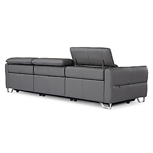 ZURI Modern Macau Reclining Leather Sofa in Slate