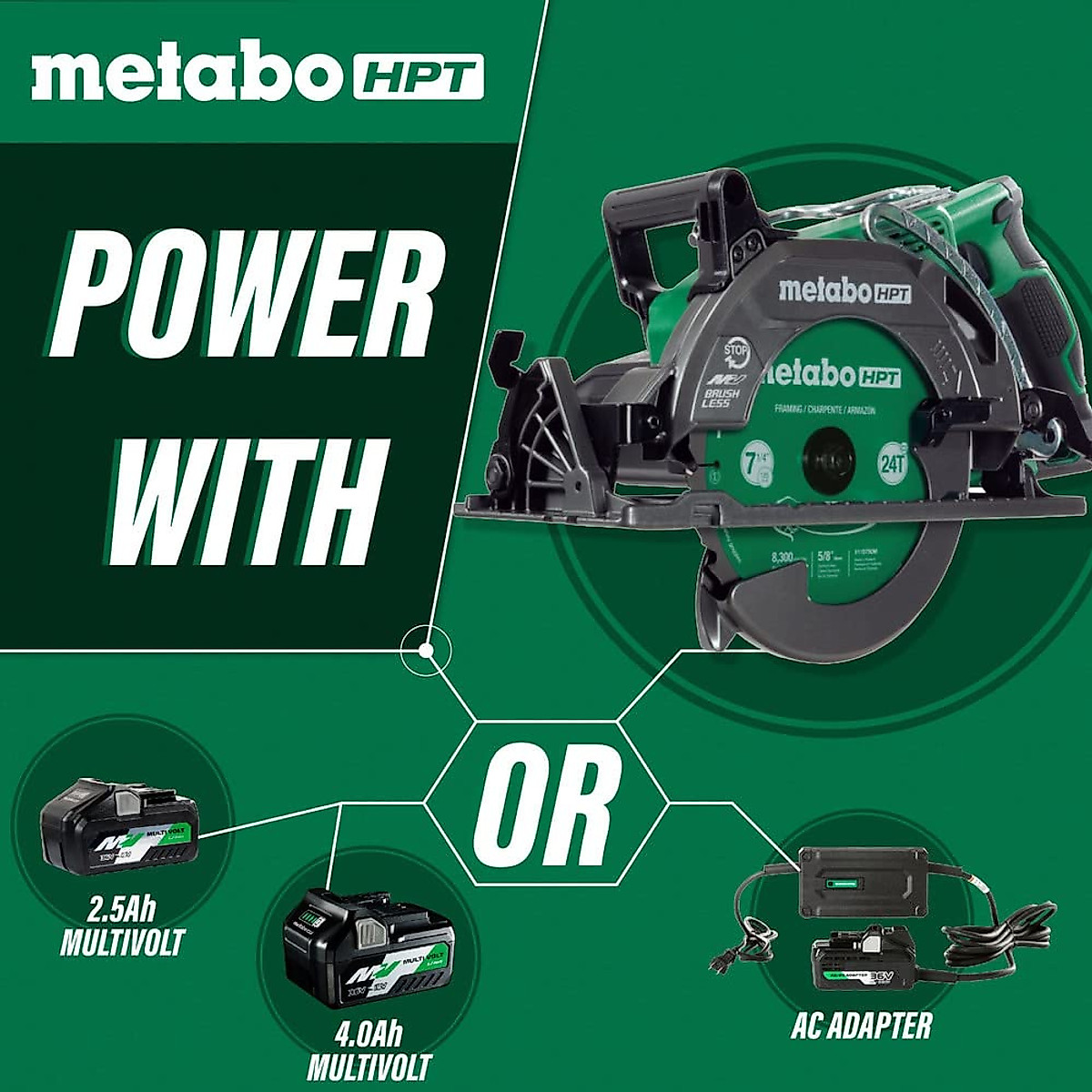 Metabo HPT 36V MultiVolt Rear Handle Circular Saw | C3607DWAQ4