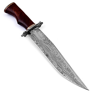 UK UNIQUE SHARP KNIVES BK-3007 Handmade Damascus Steel 15.50 Inches Damascus Steel Hunting Knife - Rose Wood Handle With Damascus Beautiful Gurd/pommel