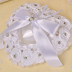 Amosfun Ring Bearer Heart Shape Bride Ring Cushion Ring Pillow for Wedding Engagement Ceremony Supplies