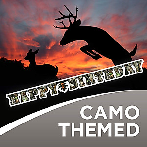 Havercamp Next Camo Happy Birthday Party Banner | 1 Count | Great for Hunter Themed Party, Camouflage, Rustic, Nature, Military, Kids Birthday Party