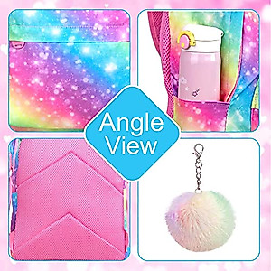 3PCS Girls Backpack, Kids Rainbow Preschool Bookbag and Lunch Box, Elementary Kindergarten School Bag