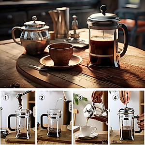 Rukinovi 6 Pieces 4 Inch French Press Filter for 1000 Ml,34 Oz,8 Cup French Press Coffee Maker.Stainless Steel Replacement Parts for French Press Coffee Maker (6)