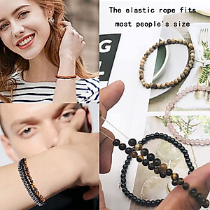 CASDAN 18 PCS 4mm Mini Semi-Precious Gemstones Beaded Bracelets for Women Men Stone Bracelet Crystal Beaded Bracelet Adjustable Elastic Stretch Bracelet Unisex Jewelry Gifts