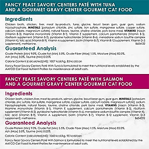 Purina Fancy Feast Pate Wet Cat Food Variety Pack, Savory Centers Pate With a Gravy Center - (2 Packs of 12) 3 oz. Pull-Top Cans