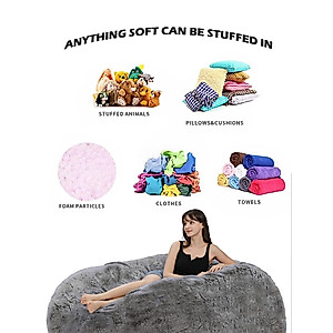 HDMLDP Bean Bag Chair for Adults Kids Without Filling Comfy Fluffy Oversized Round Big Joe Beanbag Chair Lazy Sofa Cover for Reading Chair Floor Chair, 5FT, Dark Grey