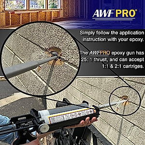 AWF PRO - Dual Cartridge Epoxy Gun. 600 mL / 22 oz, 25:1 Thrust Ratio, Accepts 1:1 and 2:1 Dual Component Mix Cartridges (Epoxy, Acrylic, Urethane). Professional 2 Part Epoxy Gun