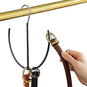LifHap Space Saving Heavy Duty Metal Belt Hanger, Tie Rack Hanger, Rubber Cover, 9.6in x 7.9in, Black