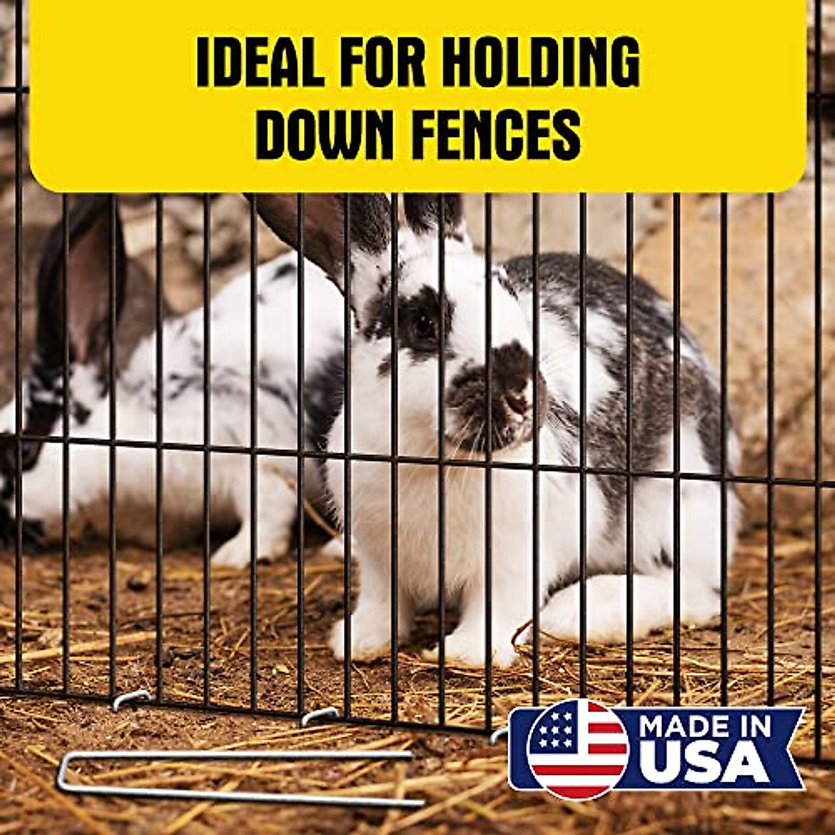 Homestead Choice 6 Inch Galvanized Landscape Staples - 100 Metal Garden Stakes for Gardening - 11 Gauge Anti-Rust Heavy-Duty Ground Sod Pins Yard Stakes for Weed Barrier Fabric Irrigation Tubing Hose