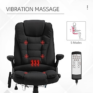 Vinsetto 6 Point Vibration Massage Office Chair with Heat, High Back Executive Office Chair with Padded Armrests, Linen Reclining Computer Chair, Black