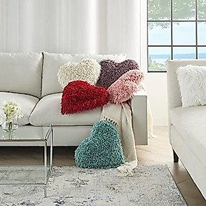 Mina Victory Shag Frame Heart Deep Red 18" x 18" Throw Pillow