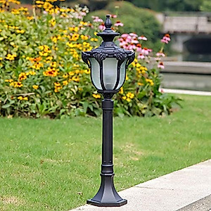 XXINY 79cm European-Style Aluminum Outdoor Lawn Lamp Garden Lamp Column Lamp Antique Lamp Post Porch Patio Pillar Lamp Street Stigma Floor Lamp (Color : Black)