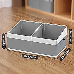 DIMJ Trapezoid Storage Bins, 3 Packs Closet Baskets, Foldable Fabric Baskets for Clothes, Baby Toiletry, Toys, Towel, DVD, Book Gray and White