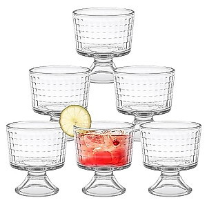 BSTKEY Set of 6 Glass Dessert Bowls/Cups, 10 Oz Cute Footed Dessert Bowls for Ice Cream Trifle Fruit Pudding Snack Salad Milkshakes Sundae Cocktail Drinks Party
