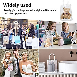 inheming 10 PCS Clear Gift Tote Bags for Party Favor, 5.9 x 2.8 x 7.9 inch Transparent Gift Wrap Bag with Handles, Reusable Shopping Retail Business Boutique Birthday Wedding Party Favor Bags