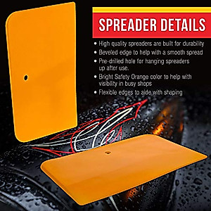 Custom Shop Multi-Layered Disposable Paper Body Filler Mixing Board Sheets (100 Sheets) with 4, 5, & 6 Inch Body Filler Spreaders for Automotive Body Fillers, Putties and Glazes