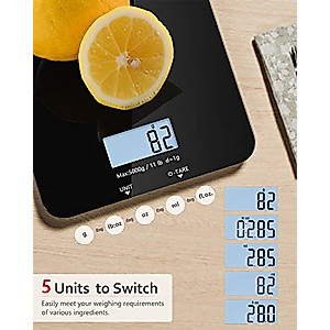 FITINDEX Food Scale for Weight Loss, Kitchen Scale for Food Ounces and Grams, Digital Smart Food Nutrition Scales, Cooking Coffee Scale with Smartphone APP for Baking, Calorie, 11lb/5kg