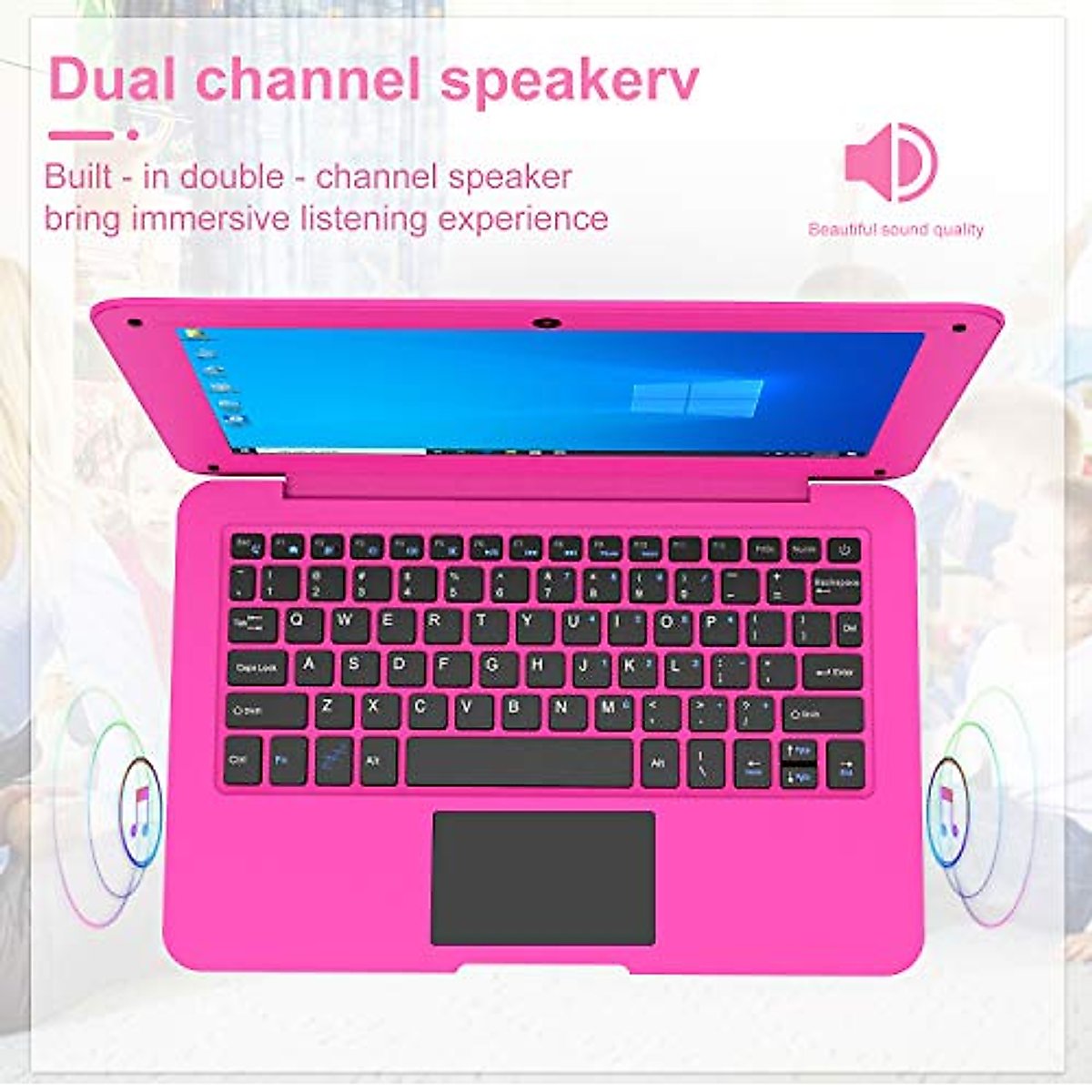 HBESTORE 10.1Inch Portable Laptop Mini Computer Ultra Thin Notebook with Apollo Lake N3350 ,6GB RAM and 64GB Storage with Windows10 OS (Pink).