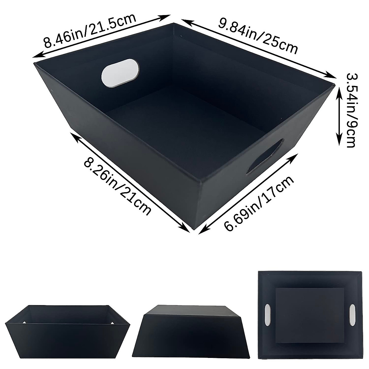 Baskets For Gifts Empty, 5 Pk Black Empty Gift Baskets To Fill, Sturdy Cardboard Tray With Handles, Large Gift Baskets Empty Bulk For Beautiful Gifts, Christmas, Easter, Halloween