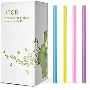 100 Count 100% Compostable PLA Jumbo Smoothie Straws-2/5" Wide X 8 1/4" Long KTOB Biodegradable Colorful Disposable Drinking Straws-Eco Friendly Plant-Based Plastic Milkshake Straws