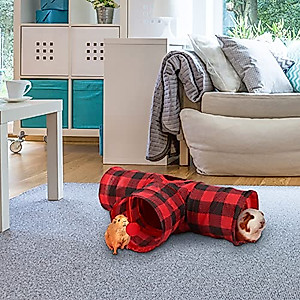 Rypet Guinea Pig Tunnels & Tubes Collapsible 3 Way Small Animals Hideaway Activity Tunnel Toys for Guinea Pig Chinchilla Ferret Hamster