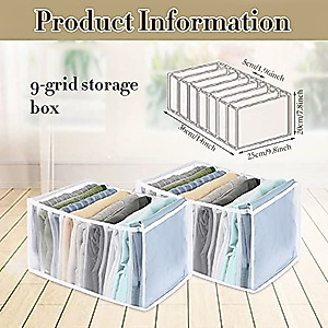 18 Pcs Drawer Organizers for Clothing Wardrobe Clothes Organizer Divider Foldable Mesh Closet Organizers and Storage for T-shirt, Jeans, Pants, Sock, Underwear, Bra (9 Grids, big)