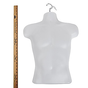 SSWBasics Male Molded Shatterproof Frosted Hanging Shirt Form with Hook - Fits Men's Sizes