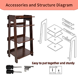 ikare Record Player Stand, Turntable Stand Display Sofa Side Phonograph Table 4 Tier Vinyl Cabinets Table with Metal Legs,Media Storage Vinyl Holder Display Shelf for Living Room Bedroom Home Office