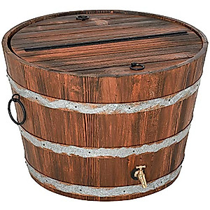 Outsunny 13 Gallons Retro Style Wooden Cooler Ice Bucket with Support Frame, Foldable Flip Cover, and Drain Faucet