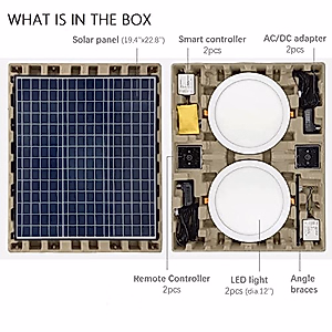 Solar Flush Mount Ceiling Lights - Remote Controlled Skylights Hybrid (2 Sets)