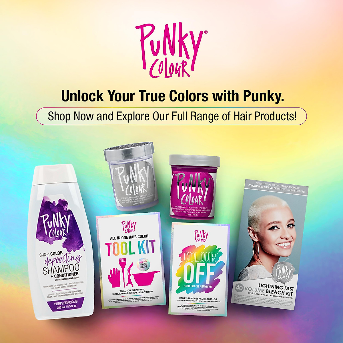 Punky Colour 3-in-1 Color Depositing Hair Cleanser & Conditioner, 8.5 fl oz. (Purpledacious)