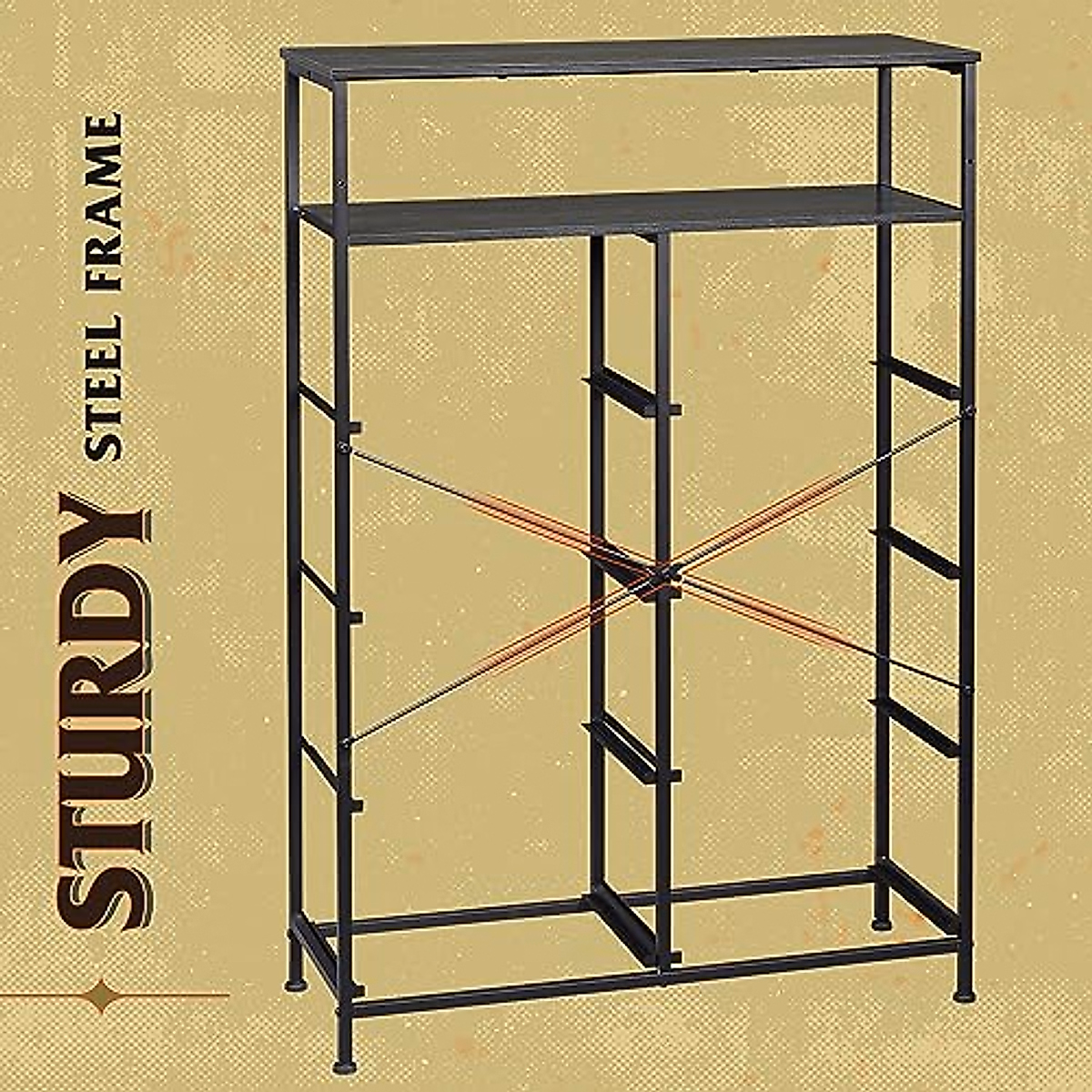 WLIVE Fabric Dresser for Bedroom, Storage Drawer Unit,Dresser with 8 Deep Drawers for Office, College Dorm, Charcoal Black Wood Grain Print