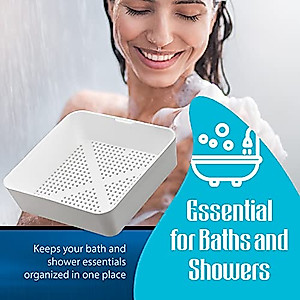 STEADYKLEEN - Plastic Shower Caddy, Fits Shower Shelves with Other Bathroom Must Haves, Mesh Shower Caddy Alternative, 8.5 x 2.5 inches