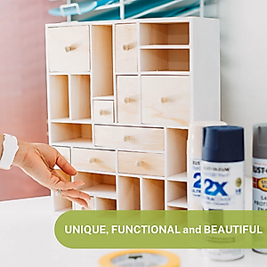 Hyggehaus DIY Wooden Advent Calendar Apothecary Cabinet Craft Storage organiser with Drawers for Decorating or Natural Wood. Handles Detached. Comes in Gift Box