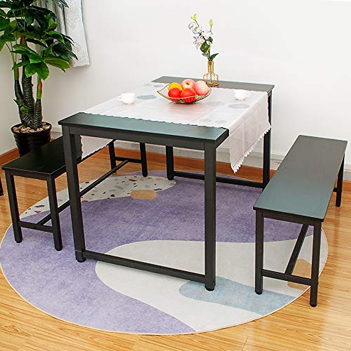 Coral Flower Soho Home Traditional Dining Table,48 inches Long, Top with Metal Frame, Black 1