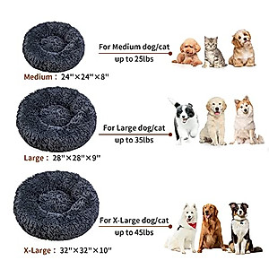 BEAUTYHB Calming Dog Bed and Cat Bed, Anti Anxiety Pet Bed Dog Mat Round Fluffy Dog Bed for Small Pets, Kitten Bed for Indoor Cats, Comfortable Warm and Washable Dog Beds for Small Dogs (24"/28"/32")