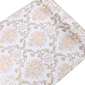 Yifely Gold Damask Self Adhesive Shelf Drawer Liner Decorative Storange Organizers Cabinets Lining Paper Easy to Remove 17.8 Inch by 9.8 Feet